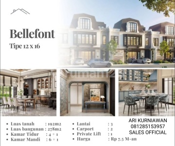 Type 8 3lantai Cluster Bellefont East By The Springs Summarecon | Rumah123