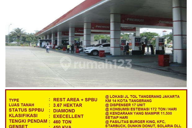 di Jual Rest Area + Spbu Jl Tol Tangerang Jakarta Km 14 Tangerang ...