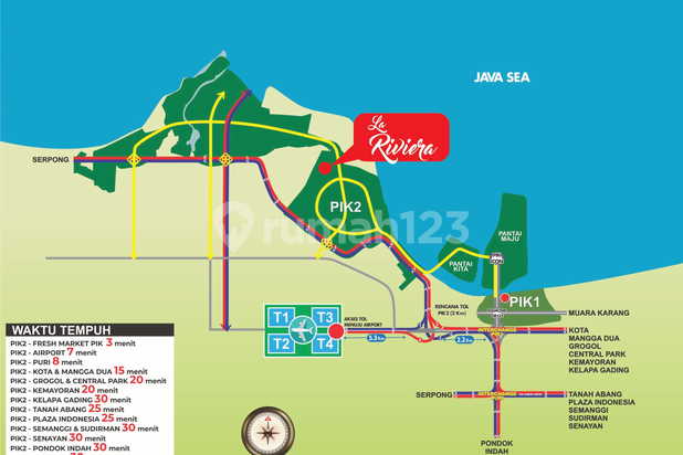 Ruko Pik 2 La Riviera Tipe Badan 4,5x15 Hadap Taman Dan Danau - oleh Liam