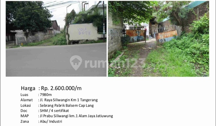 The land includes a former factory area of 7,980m2, ex-factory. | Rumah123